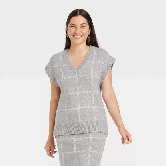 a new day | Sweaters | A New Day Womens Vneck Windowpane Sweater Vest ...